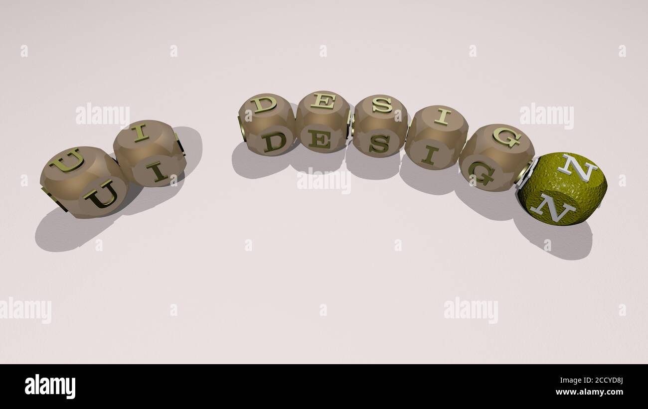 combination of UI DESIGN built by cubic letters from the top ...