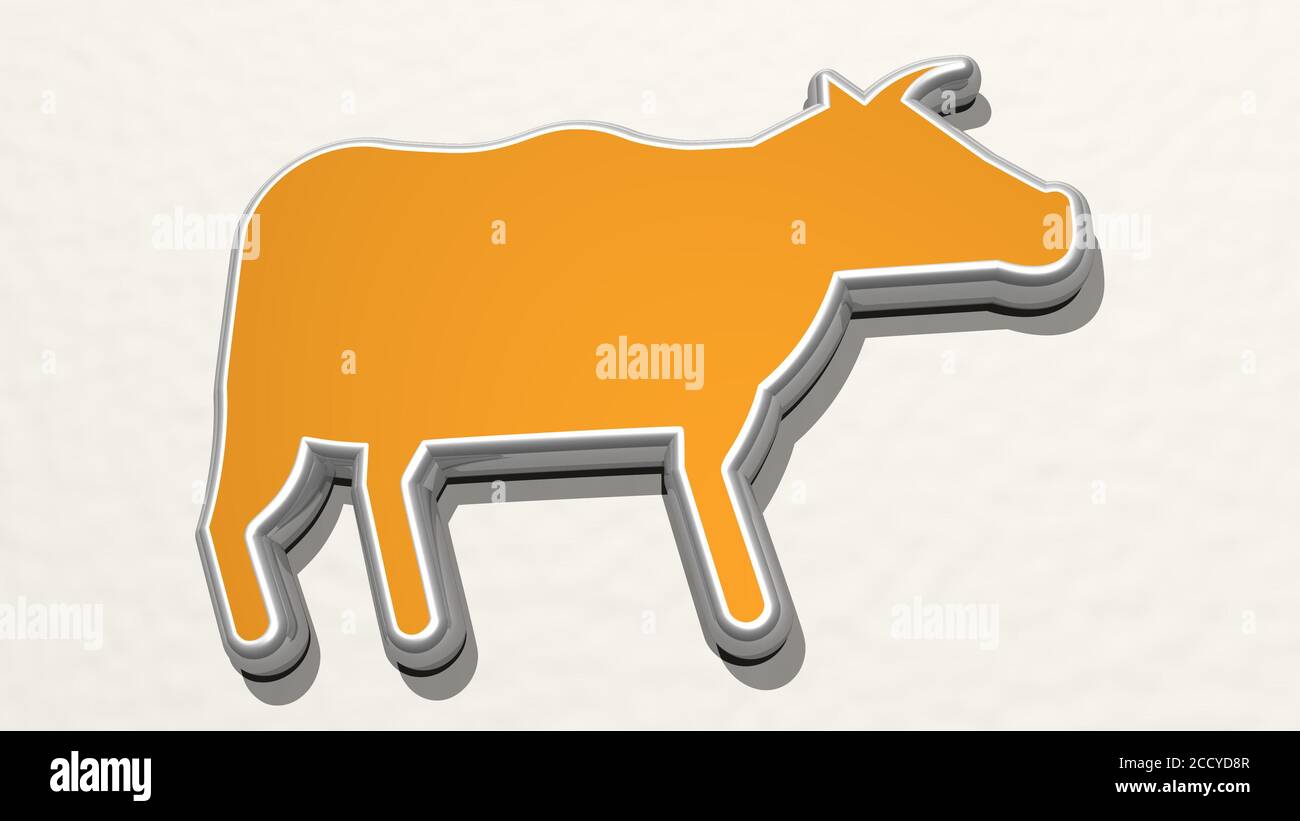 domestic animal cattle 3D drawing icon, 3D illustration Stock Photo - Alamy