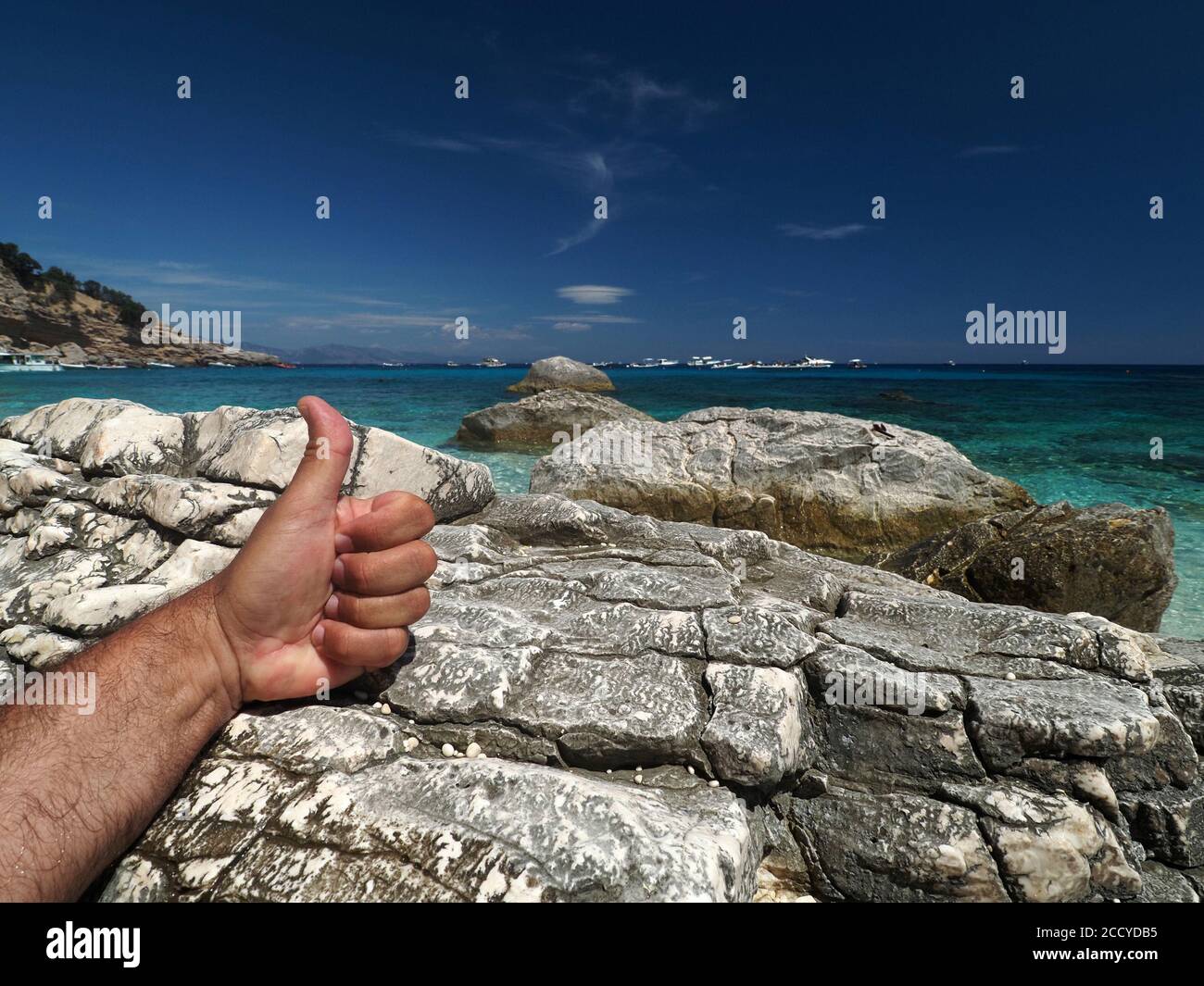Seagull bay baia dei gabbiani beach sardinia view panorama crystal blue ...