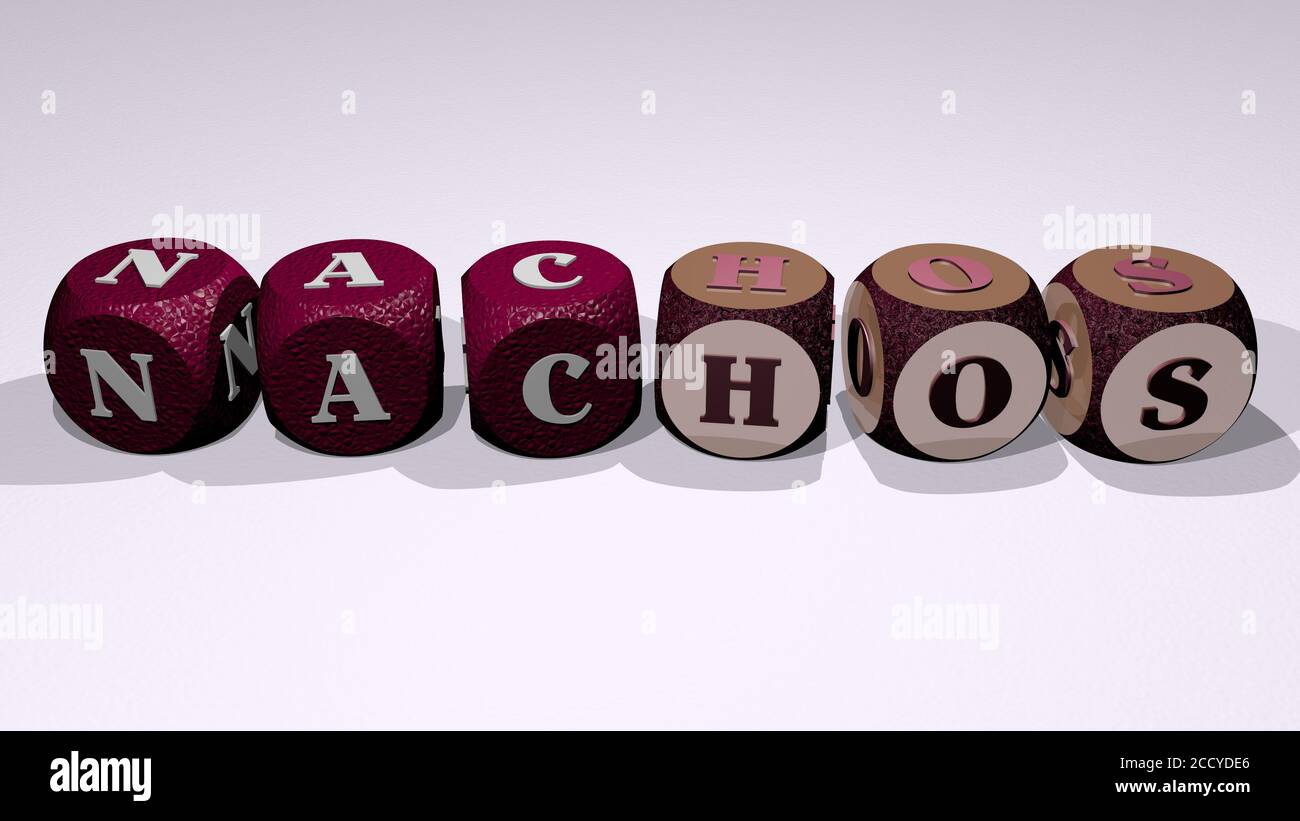 nachos text by dancing dice letters, 3D illustration Stock Photo - Alamy
