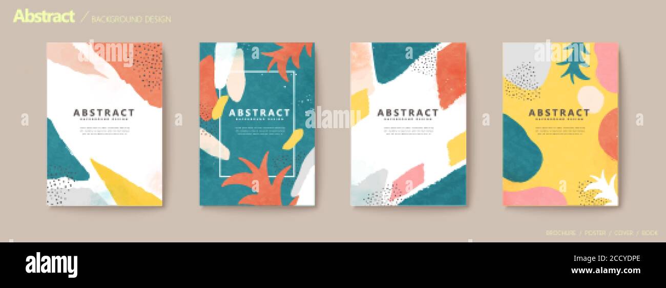 Colorful irregular shapes and pineapple leaves flyer set Stock Vector ...