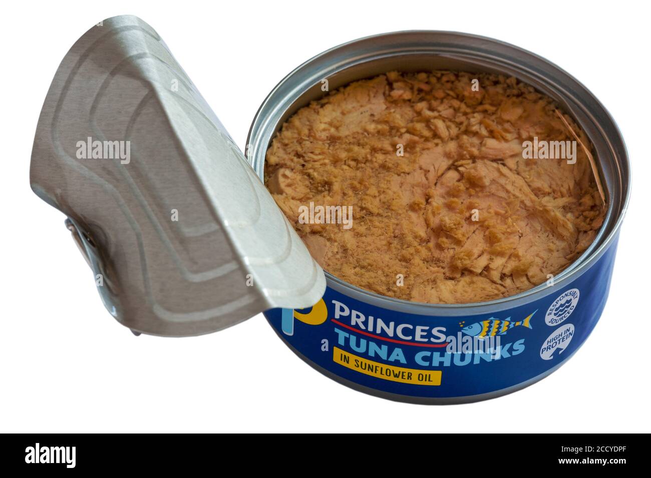 Tin of princes tuna chunks in sunflower oil hi-res stock photography ...