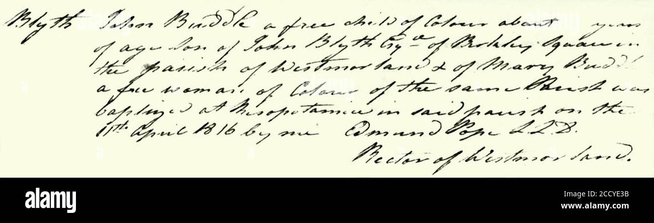 John Buddle Blyth baptism register Stock Photo - Alamy