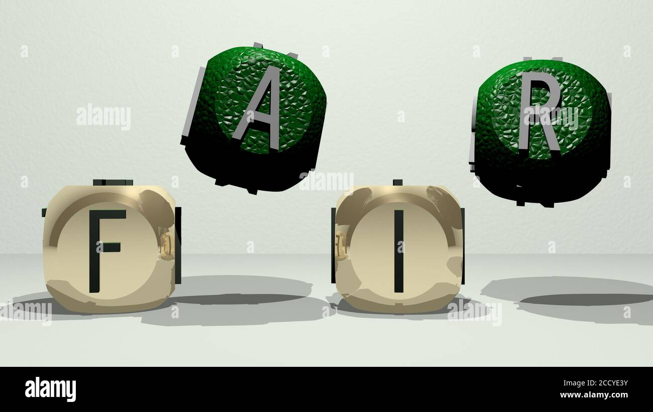 FAIR dancing cubic letters, 3D illustration Stock Photo - Alamy