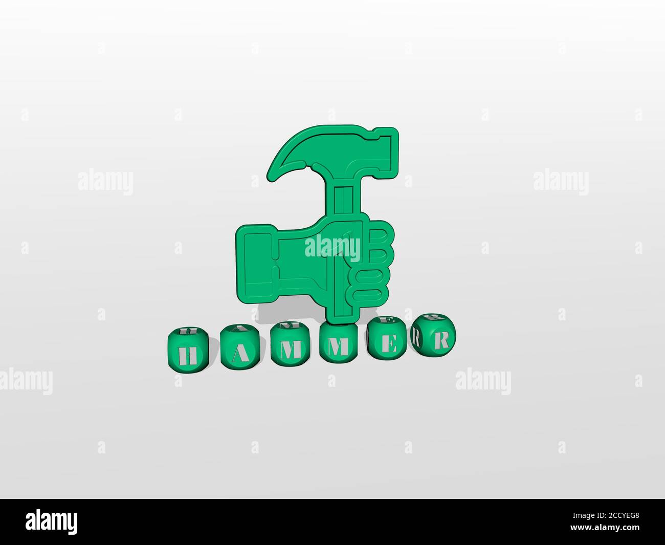 HAMMER cubic letters with 3D icon on the top, 3D illustration Stock ...