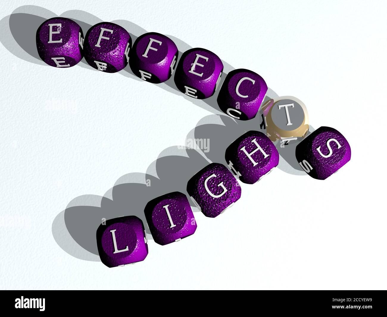 light effects crossword of curved text made of individual letters, 3D ...
