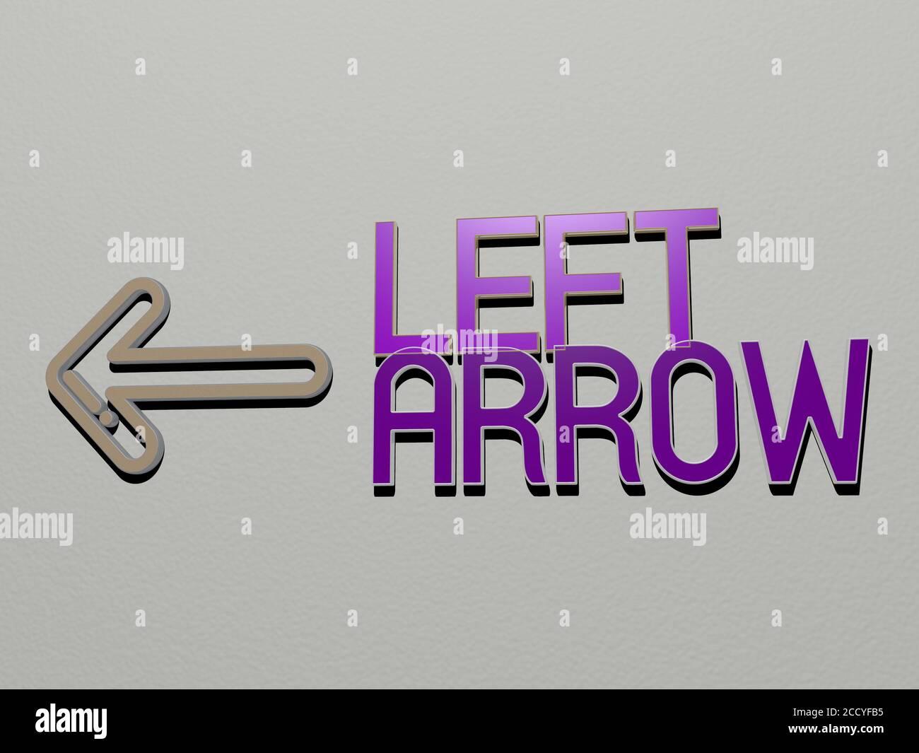 left arrow icon and text on the wall, 3D illustration Stock Photo - Alamy
