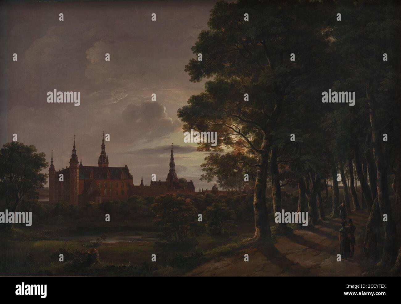 Johan Christian Clausen Dahl - Frederiksborg Slot i måneskin Stock ...