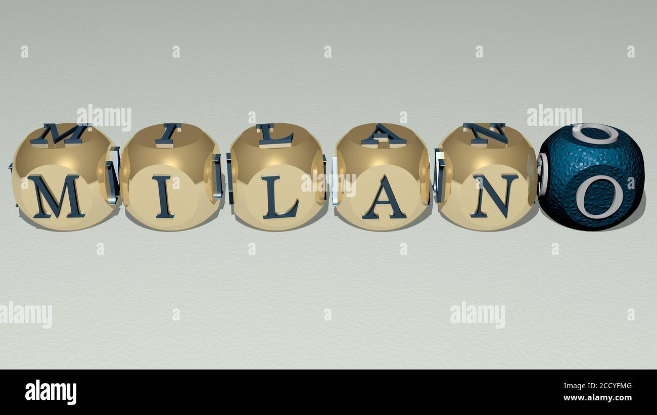 milano text by cubic dice letters, 3D illustration Stock Photo - Alamy