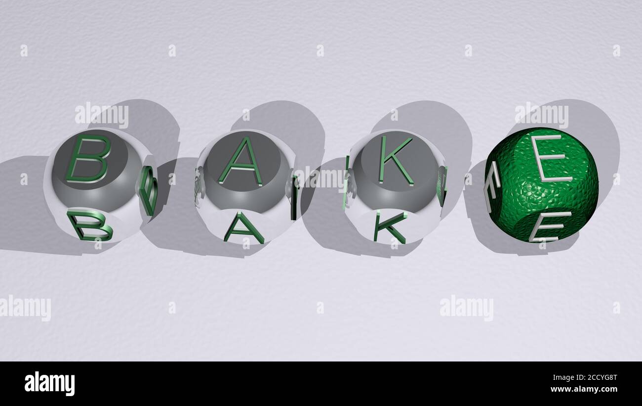 BAKE text of cubic individual letters, 3D illustration Stock Photo - Alamy
