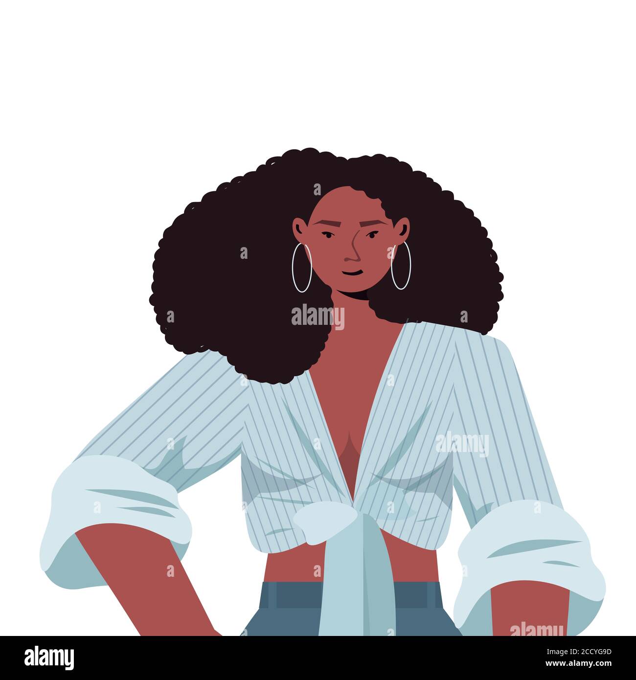 young woman in casual trendy clothes african american female cartoon ...