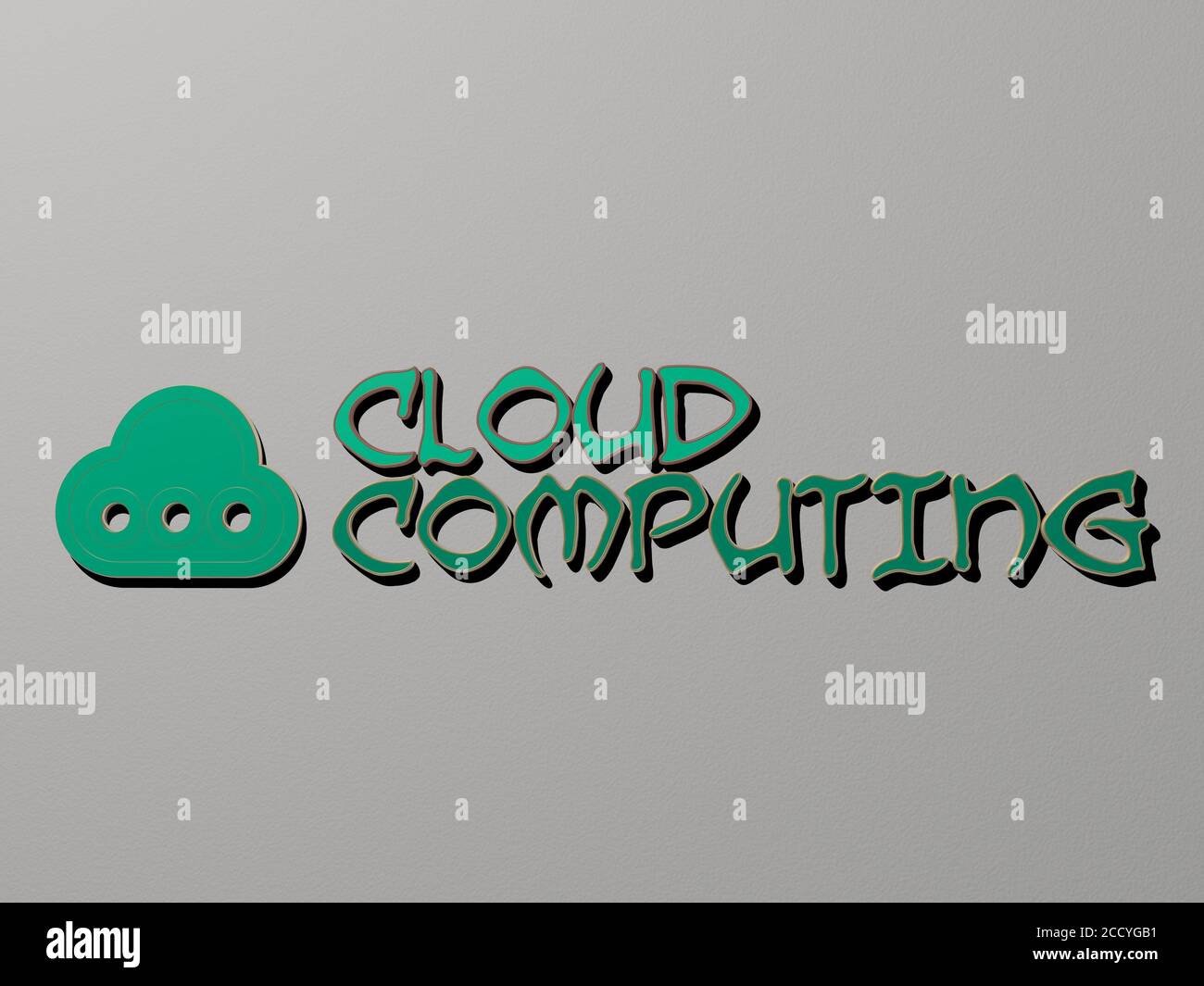 cloud computing icon and text on the wall, 3D illustration Stock Photo ...
