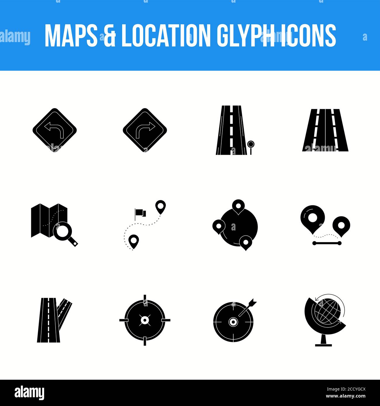 Unique Maps & location Glyph icon set Stock Vector Image & Art - Alamy