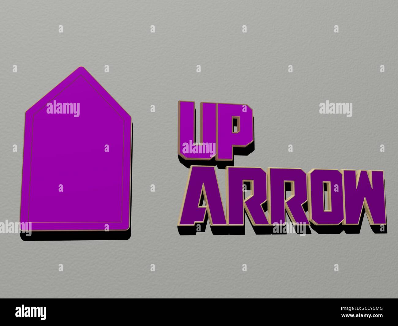 up arrow icon and text on the wall, 3D illustration Stock Photo - Alamy