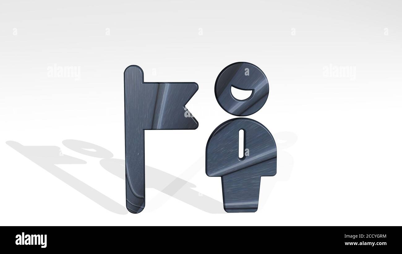 SINGLE MAN FLAG 3D icon standing on the floor, 3D illustration Stock ...