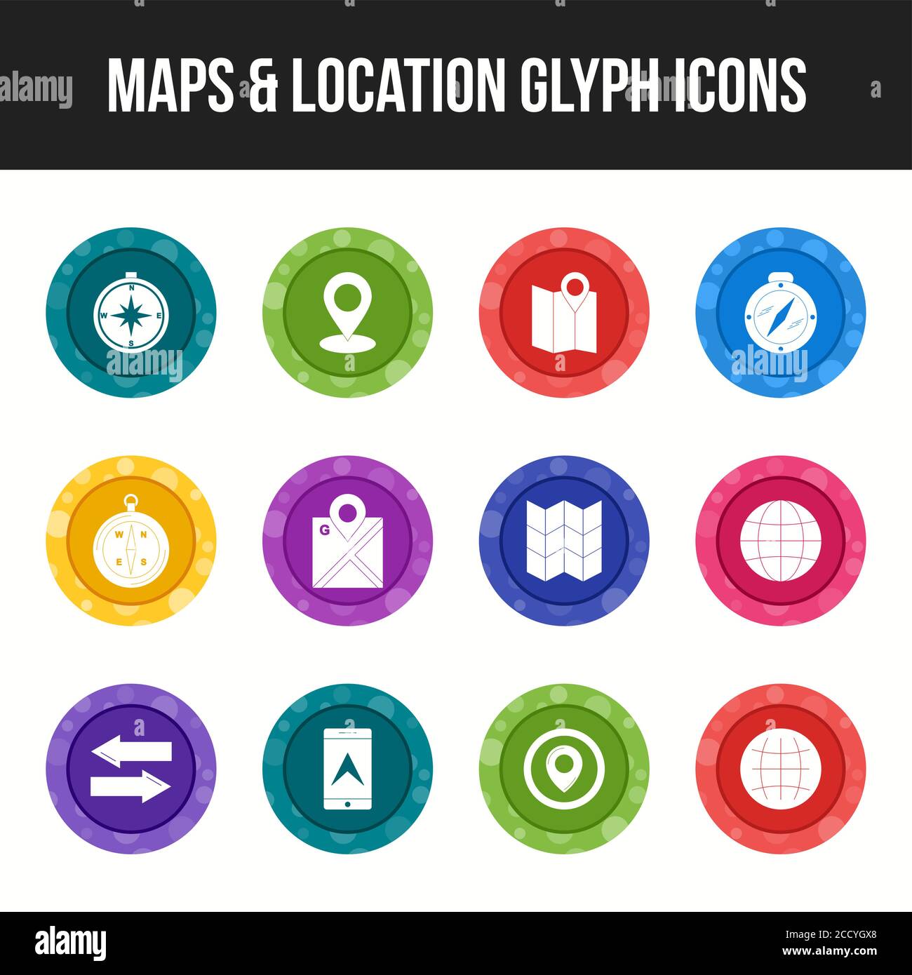 Unique Maps & location Glyph icon set Stock Vector Image & Art - Alamy