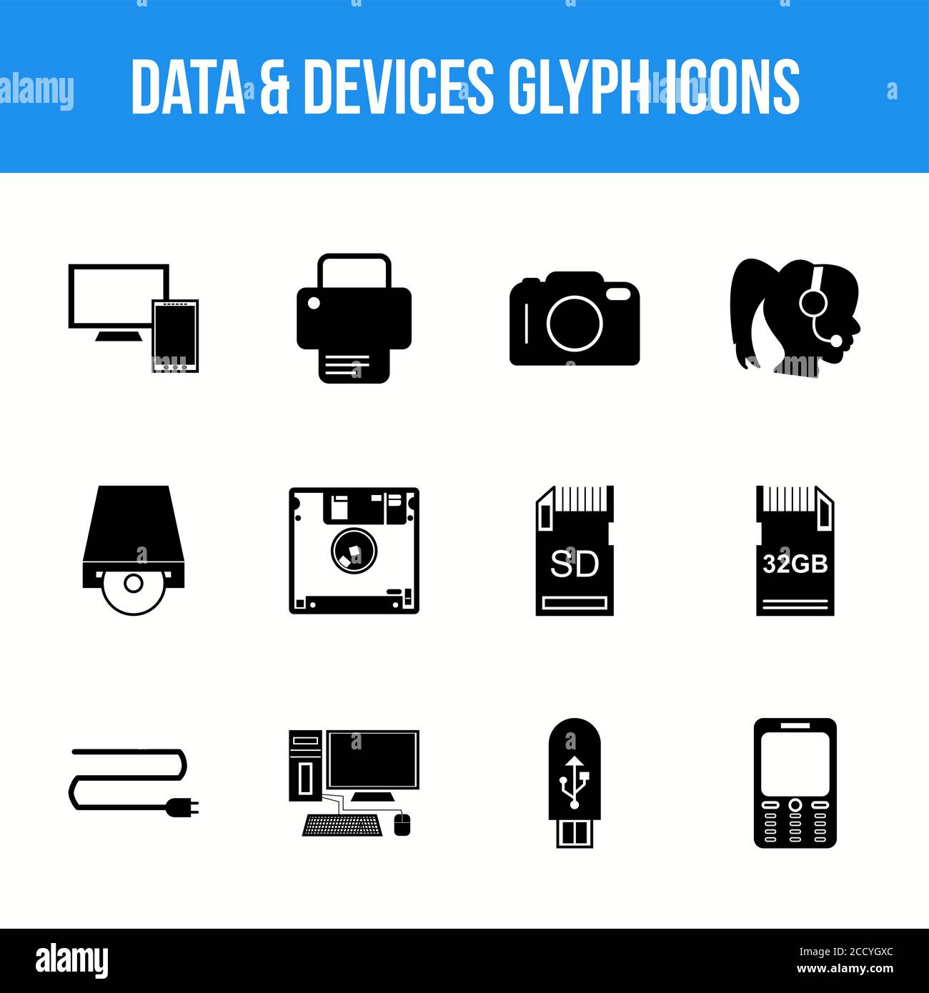 Unique Data & Devices Glyph icon set Stock Vector Image & Art - Alamy