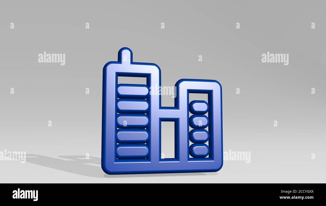BUILDINGS 3D icon casting shadow, 3D illustration Stock Photo - Alamy