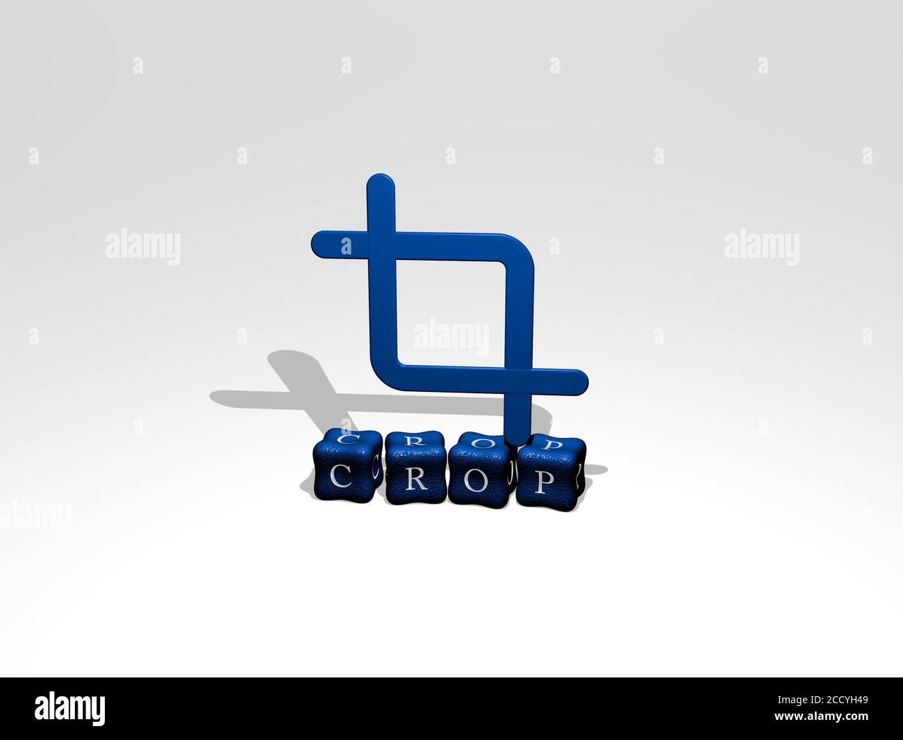 CROP 3D icon on cubic text, 3D illustration Stock Photo - Alamy