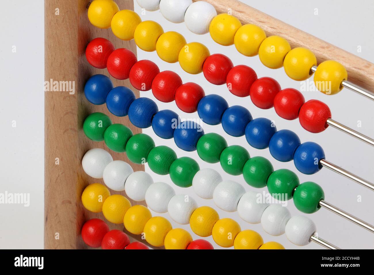 Small ruler with colorful wooden balls in a white studio Stock Photo ...