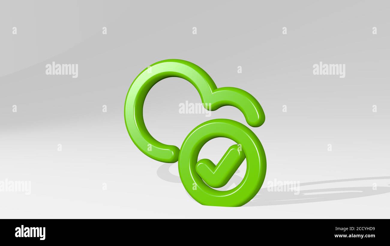 cloud check 3D icon casting shadow, 3D illustration Stock Photo - Alamy