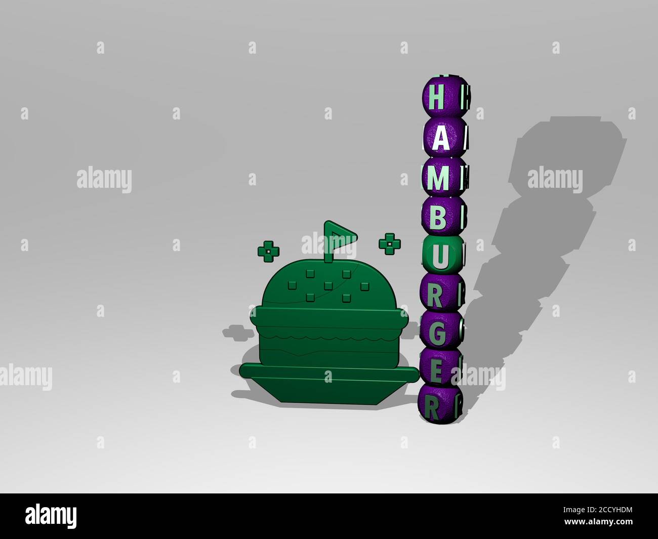 HAMBURGER text beside the 3D icon, 3D illustration Stock Photo - Alamy
