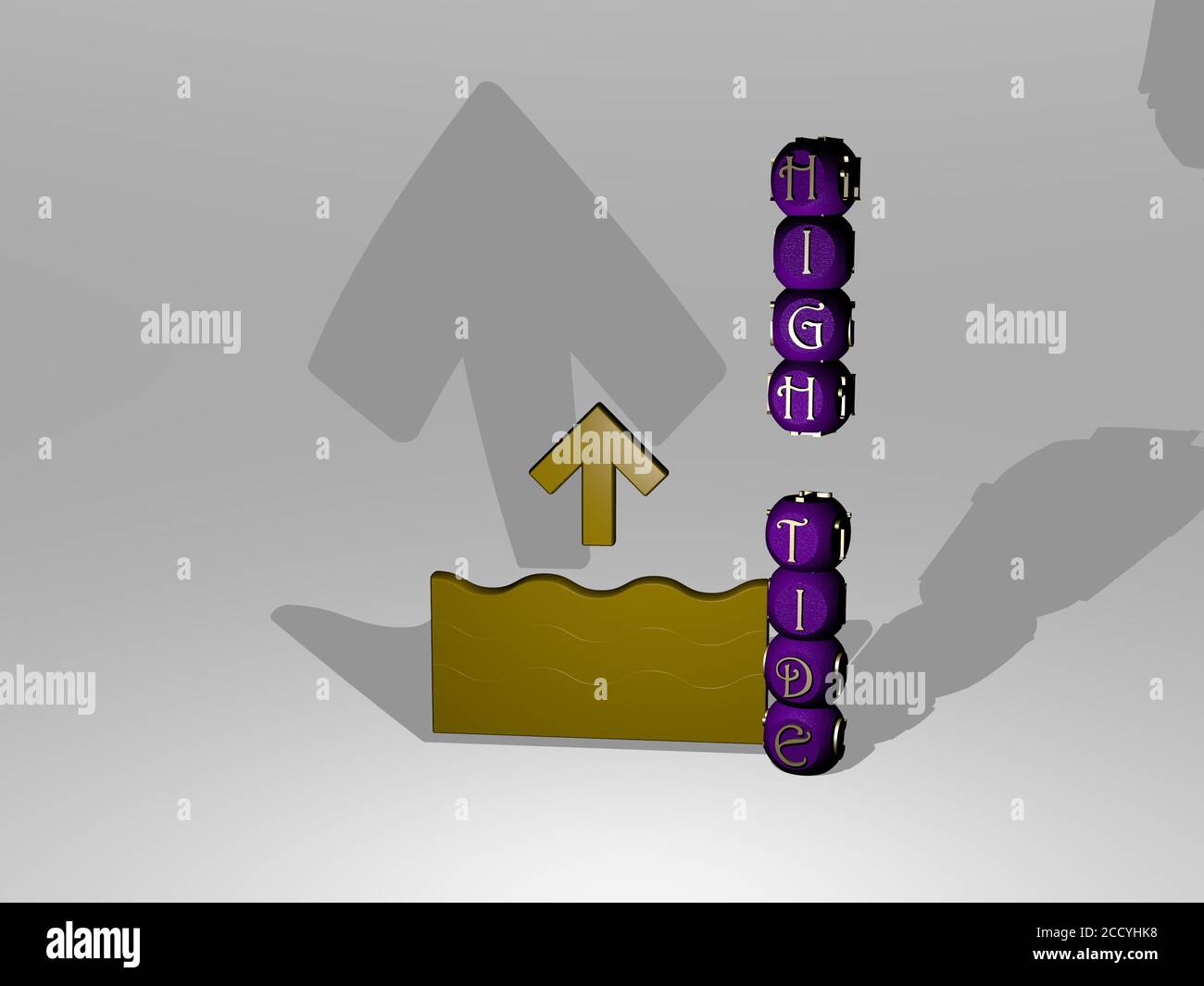 HIGH TIDE text beside the 3D icon, 3D illustration Stock Photo - Alamy