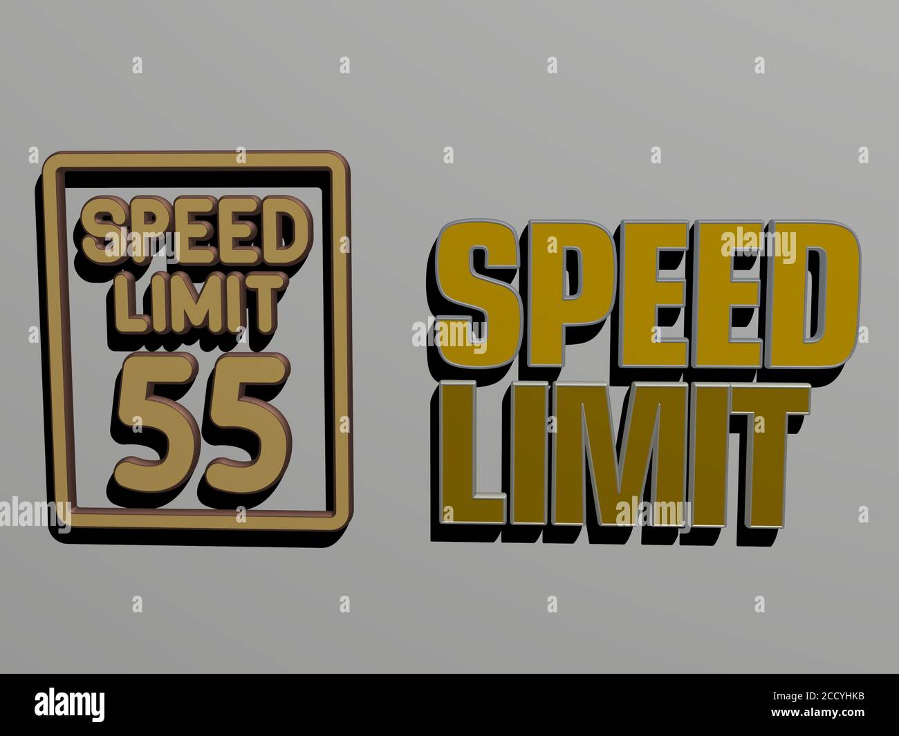 speed limit icon and text on the wall, 3D illustration Stock Photo - Alamy