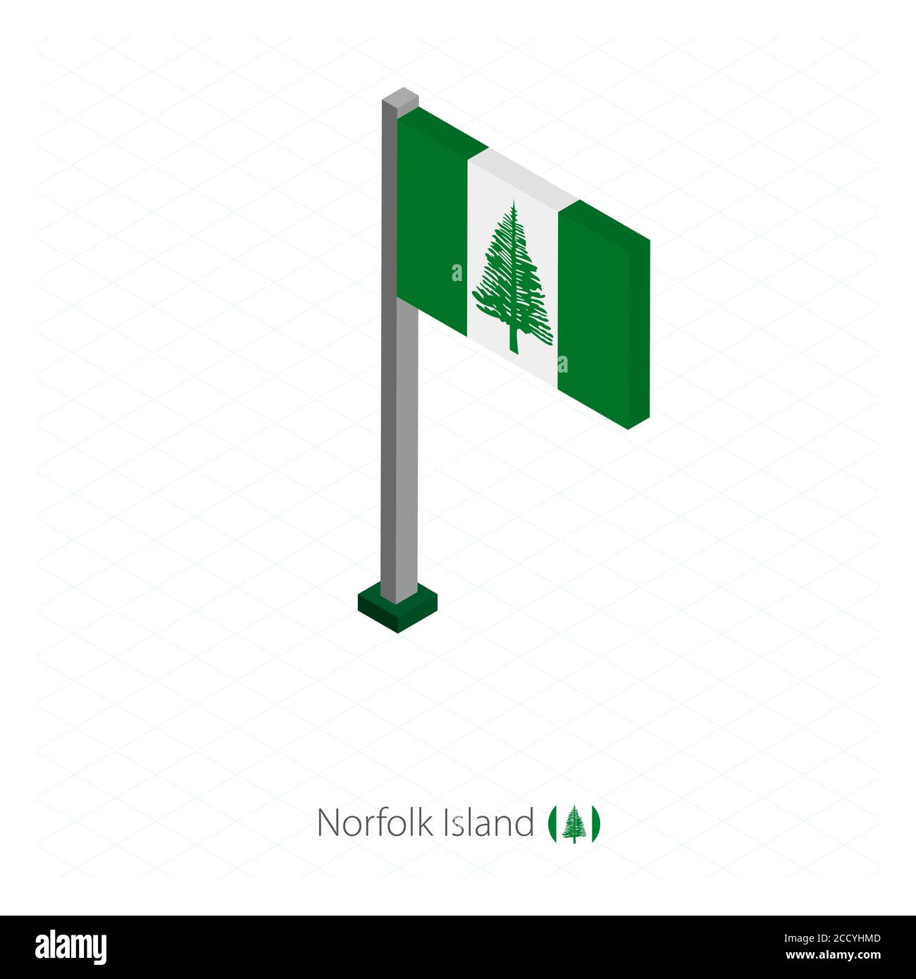 Norfolk Island Flag on Flagpole in Isometric dimension. Isometric blue ...