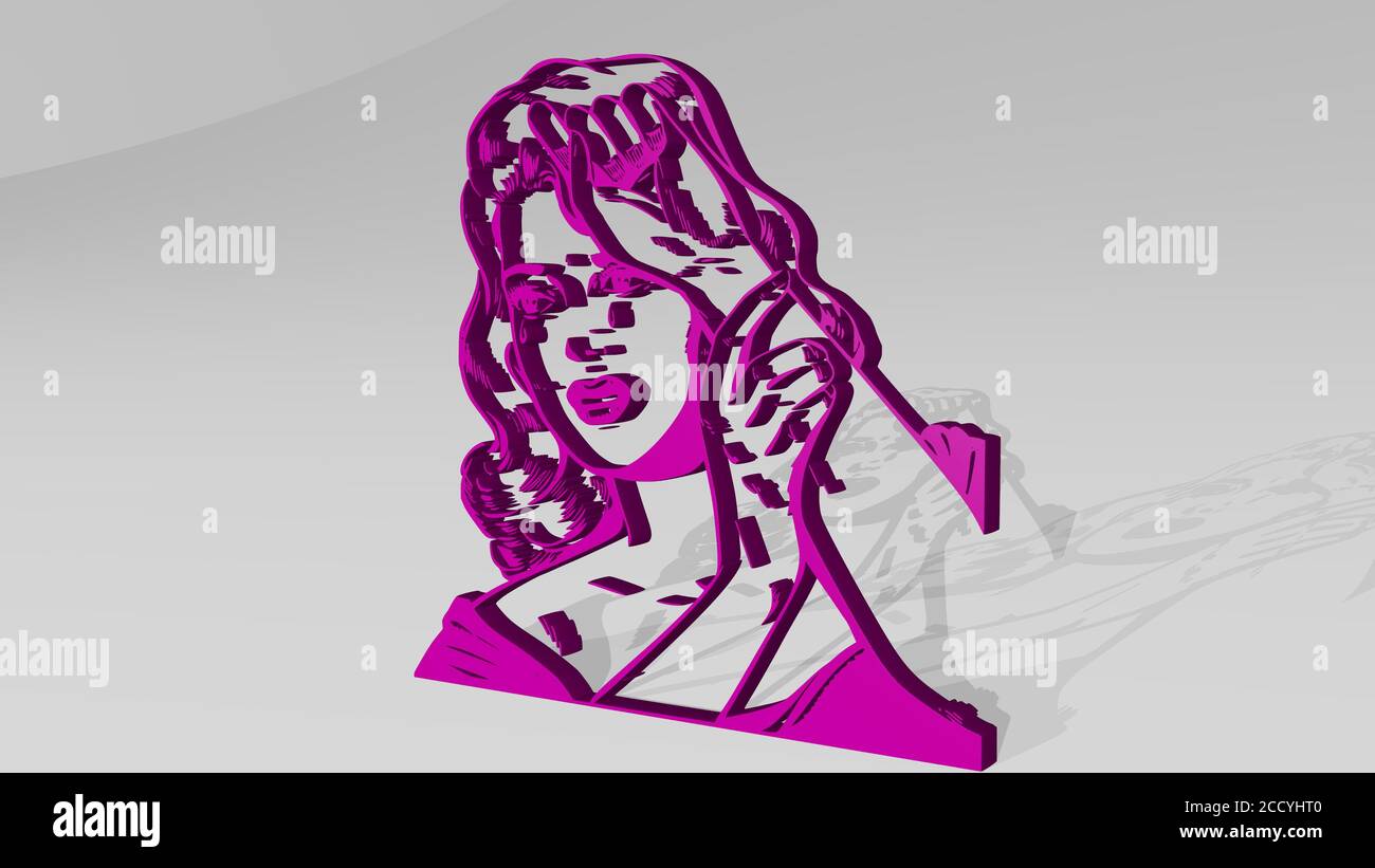 GIRL 3D icon casting shadow, 3D illustration Stock Photo - Alamy