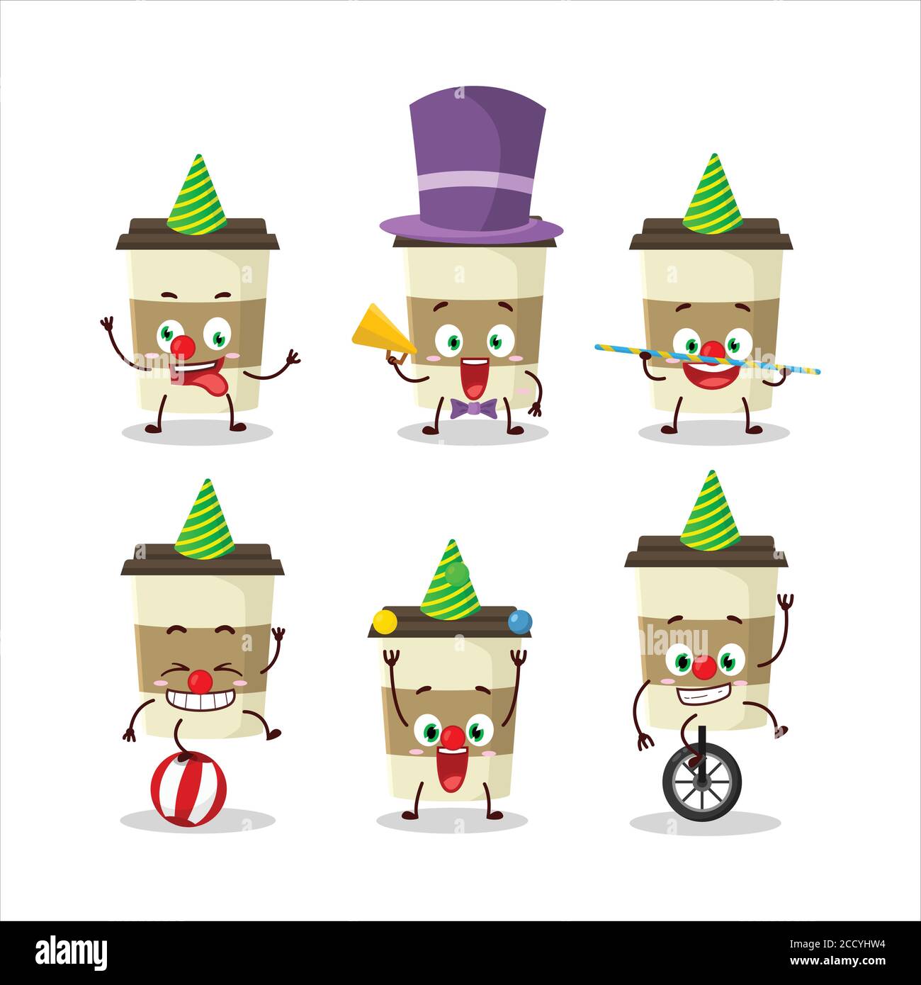 Cartoon character of coffee cup with various circus shows Stock Vector ...