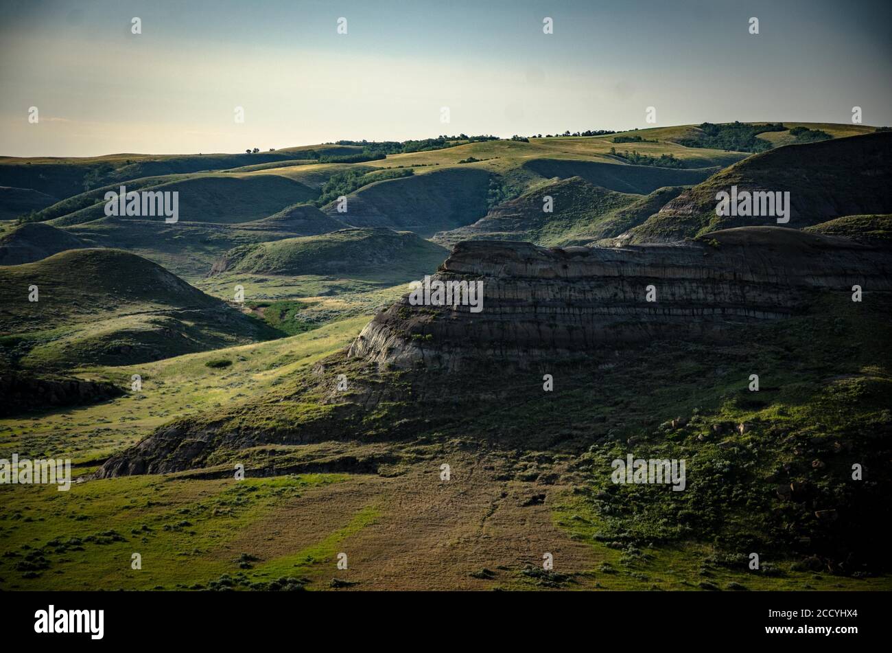 Beautiful scenery of a green mountainous landscape with hills Stock ...