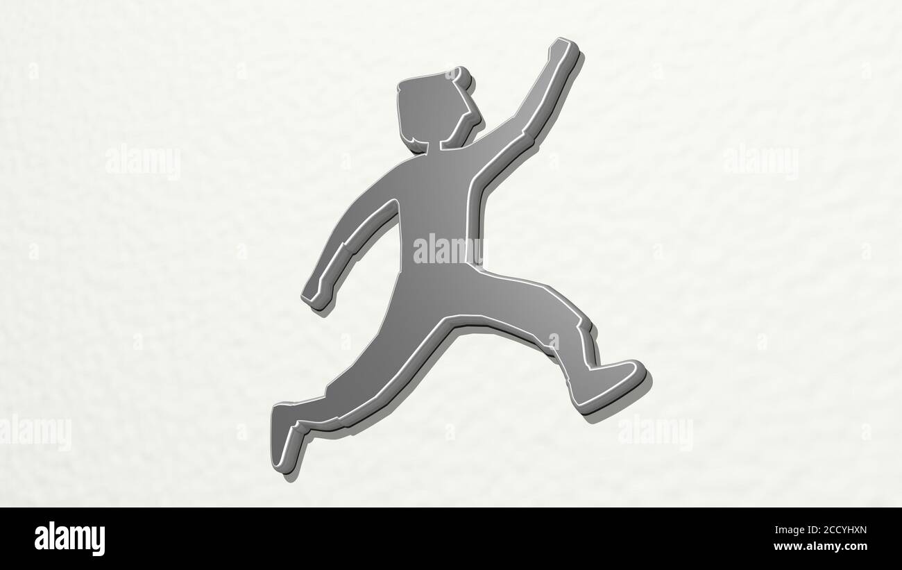 young man running 3D drawing icon, 3D illustration Stock Photo - Alamy