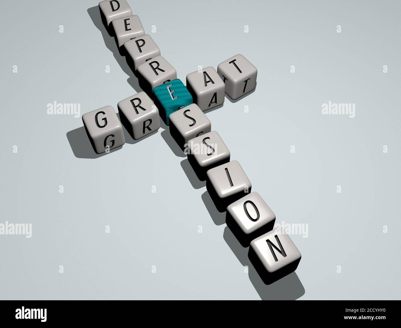 GREAT DEPRESSION crossword by cubic dice letters, 3D illustration Stock ...