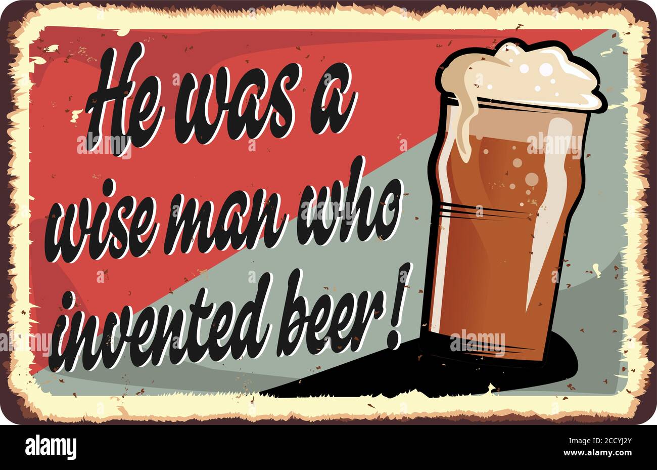 old vntage rusty beer sign, vector illustration old enamel sign Stock ...