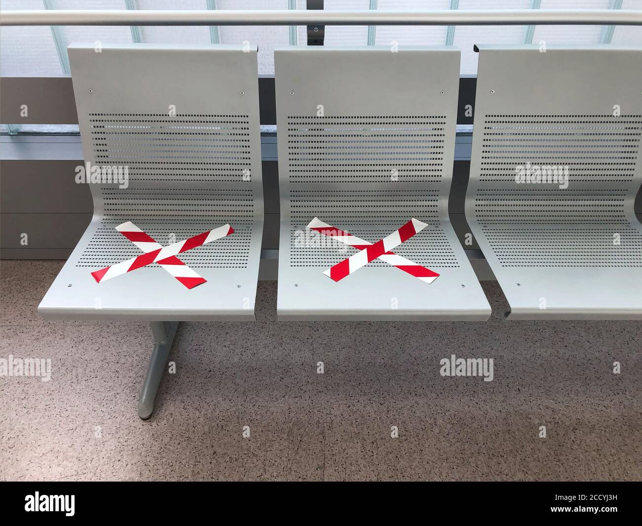 Social distancing. Covid-19 virus protection. Hospital waiting area ...