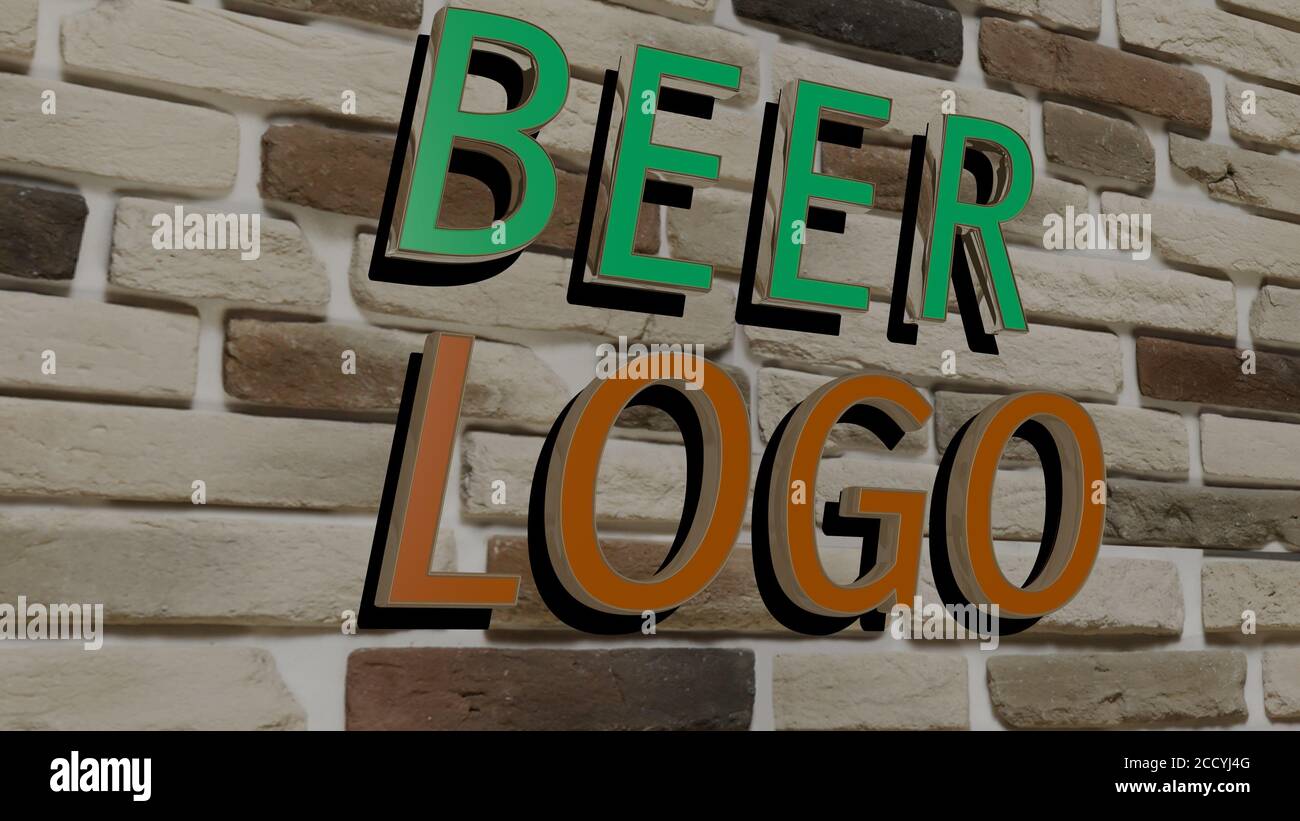 beer logo text on textured wall, 3D illustration Stock Photo - Alamy