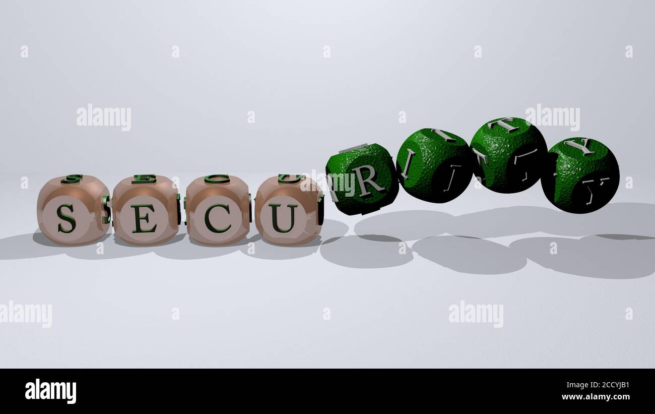 security dancing cubic letters, 3D illustration Stock Photo - Alamy