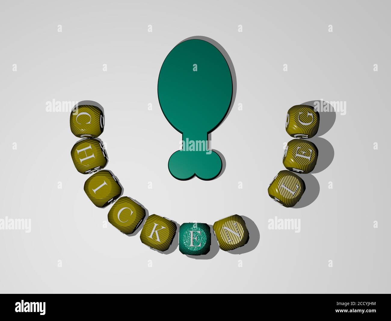 CHICKEN LEG text around the 3D icon, 3D illustration Stock Photo - Alamy