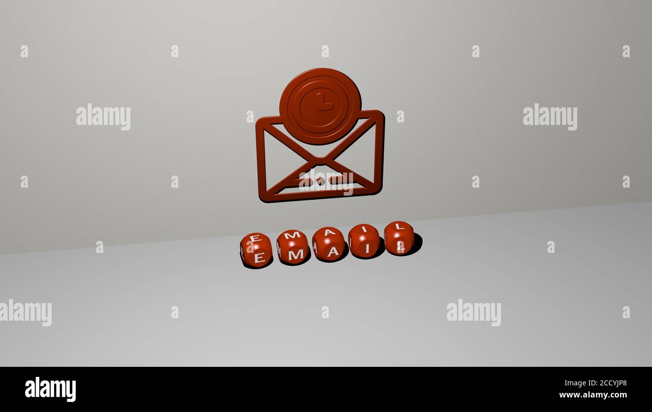 EMAIL 3D icon on the wall and text of cubic alphabets on the floor, 3D ...