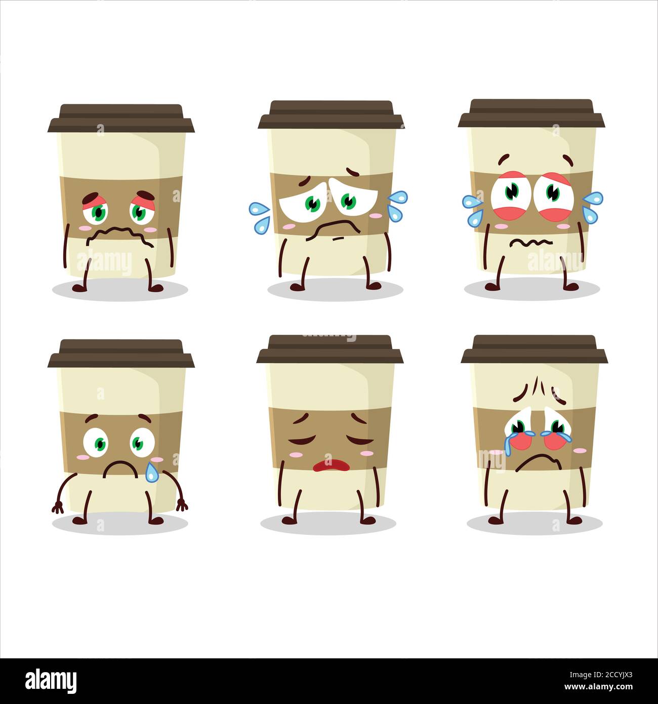 Coffee cup cartoon character with sad expression Stock Vector Image ...