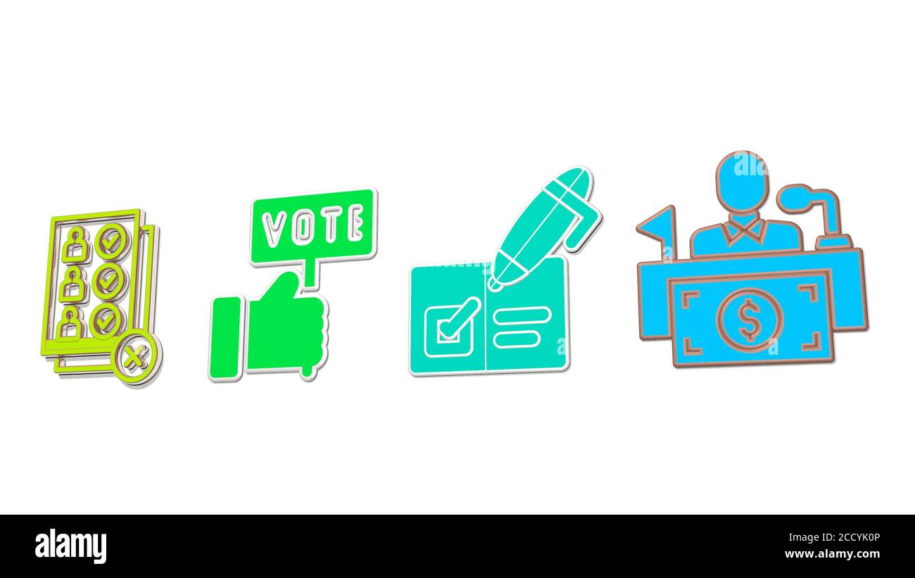 VOTE 4 icons set, 3D illustration Stock Photo - Alamy
