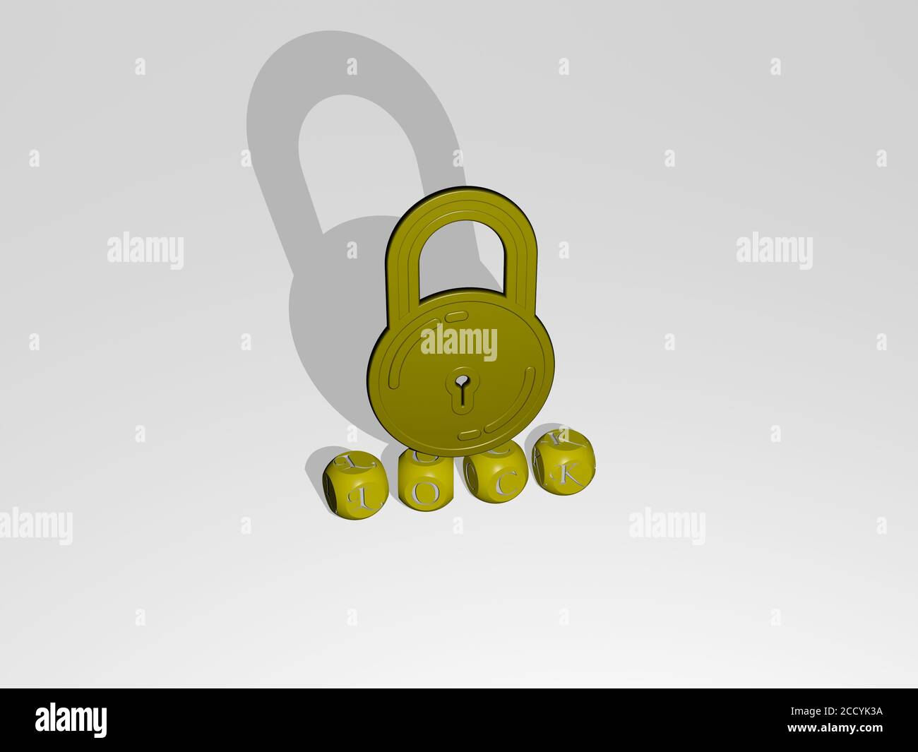 lock 3D icon over cubic letters, 3D illustration Stock Photo - Alamy
