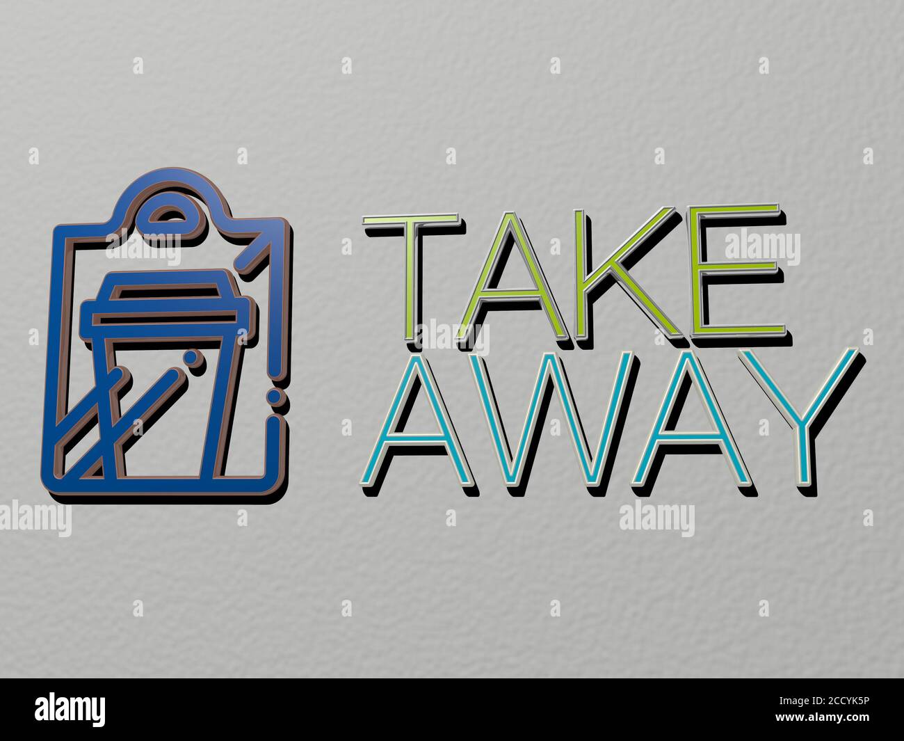3D graphical image of TAKE AWAY vertically along with text built by ...