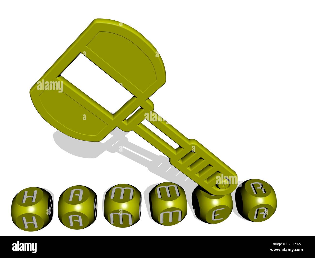 hammer cubic letters with 3D icon on the top, 3D illustration Stock ...