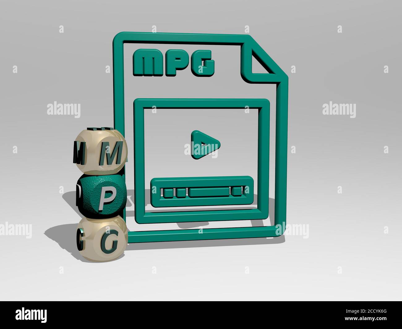 3D representation of MPG with icon on the wall and text arranged by ...