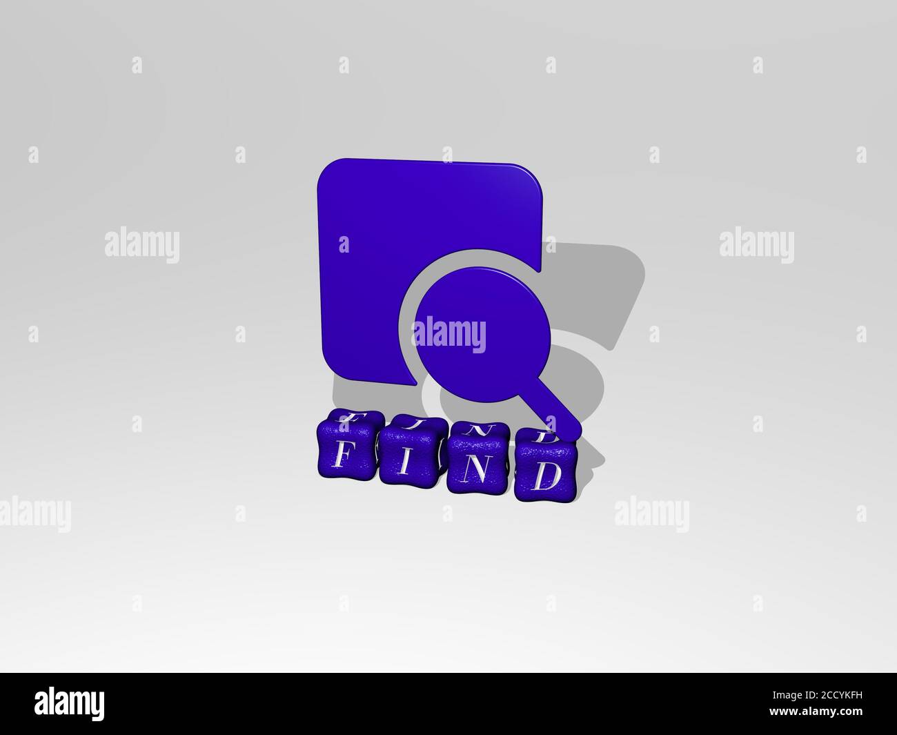 FIND 3D icon on cubic text, 3D illustration Stock Photo - Alamy