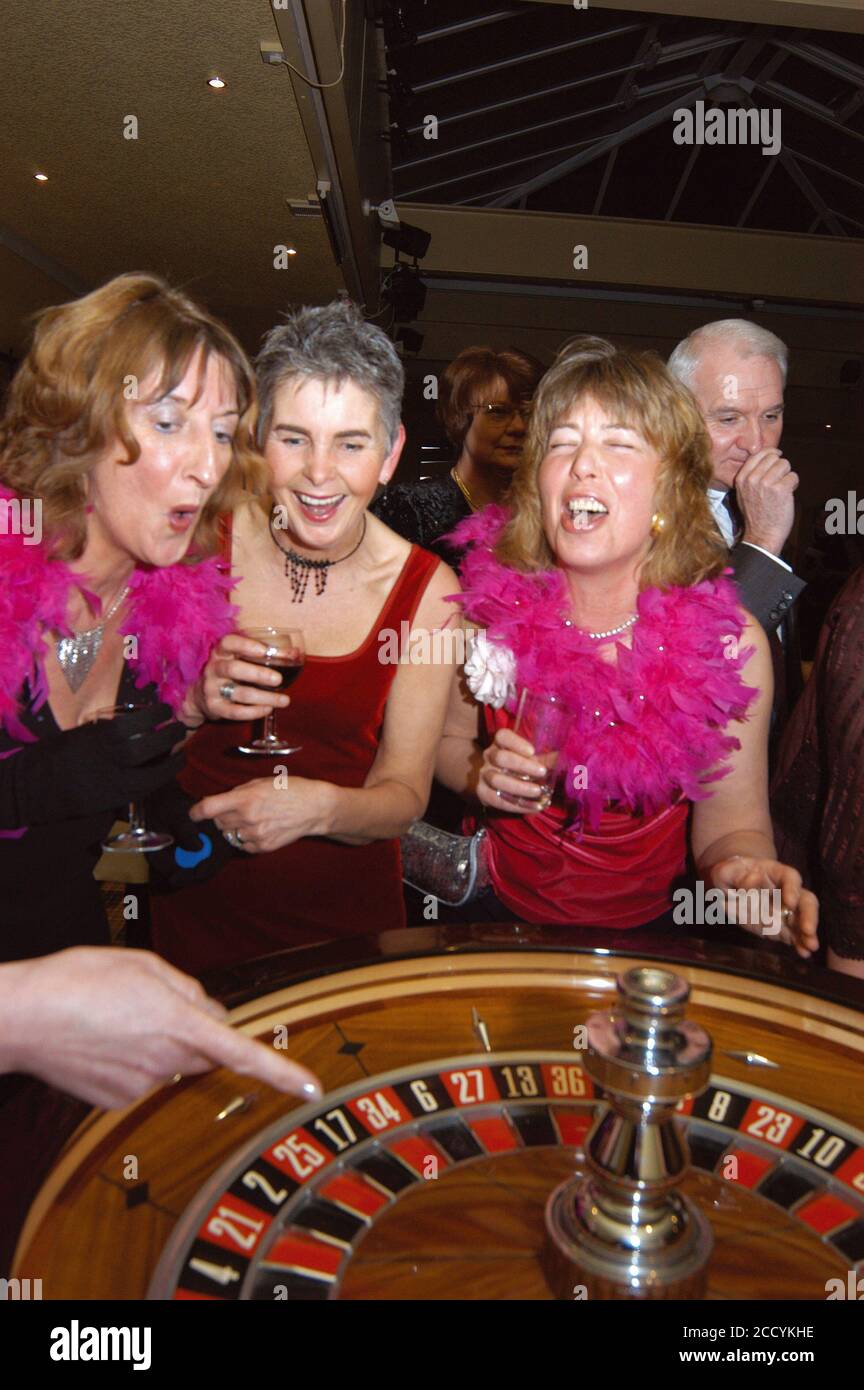 Gambling on roulette wheel for fun at a Charity Ball Lancashire UK ...
