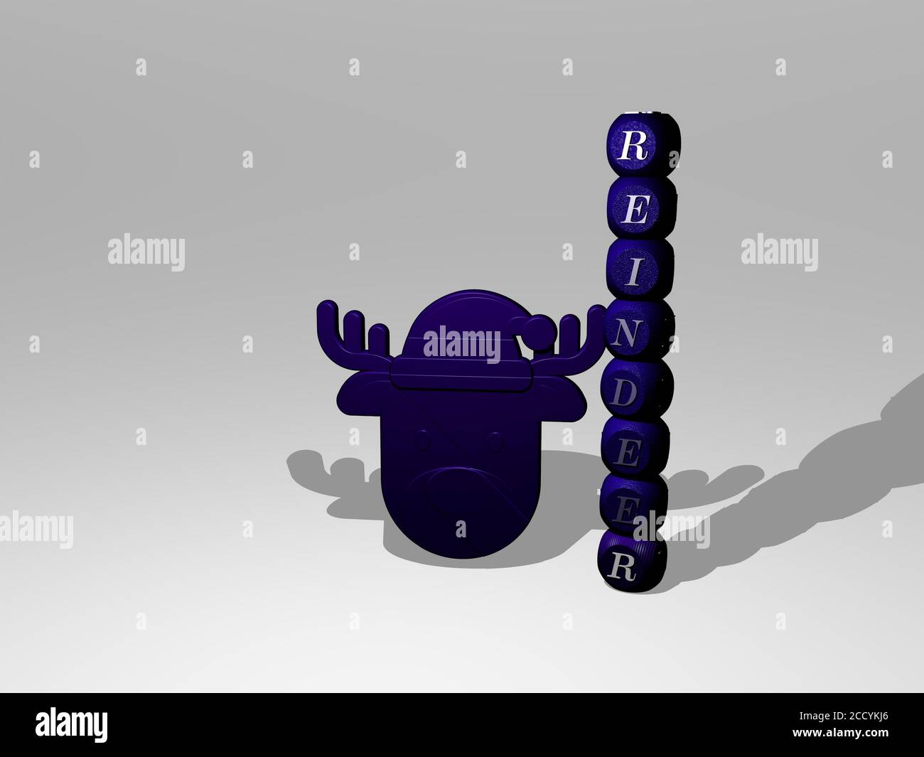 REINDEER text beside the 3D icon, 3D illustration Stock Photo - Alamy