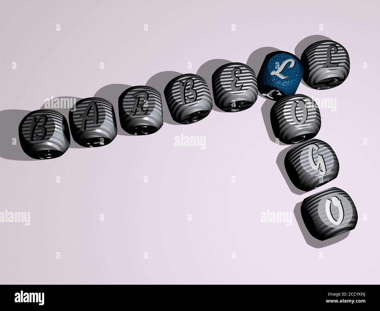 BARBELL LOGO crossword of dice letters in color, 3D illustration Stock ...